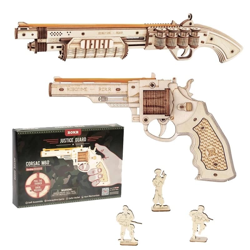 Robotime ROKR Revolver Gun Model Toys 3D Wooden Puzzle Games Crafts ...