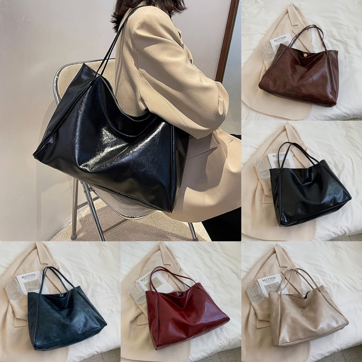 Vintage Women's Tote Bag Athletic Casual Fashion Large Capacity Leather ...